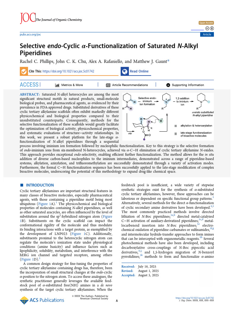 Phillips Et Al 2025 Selective Endo Cyclic α Functionalization of ...