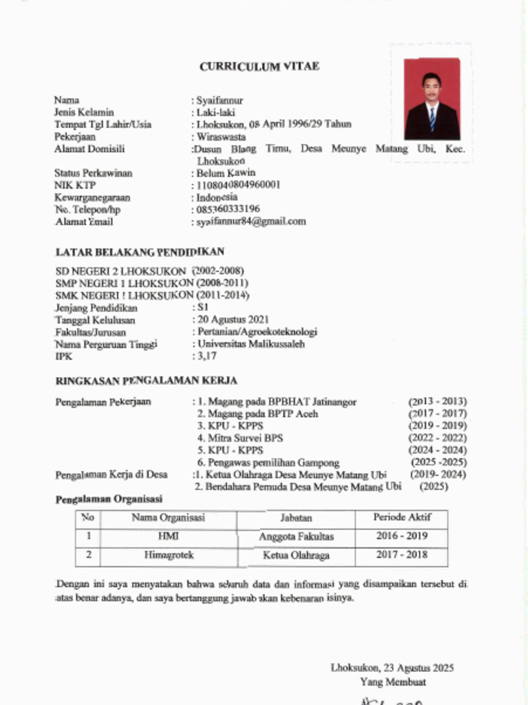 Daftar Riwayat Hidup (CV) | PDF