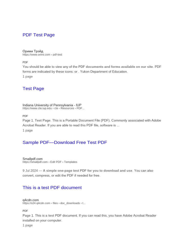 PDF Test Document Overview | PDF