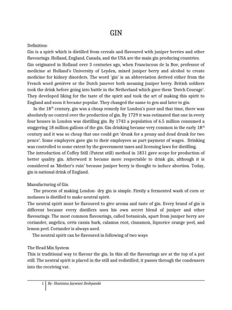 Gin | PDF | Gin | Distillation