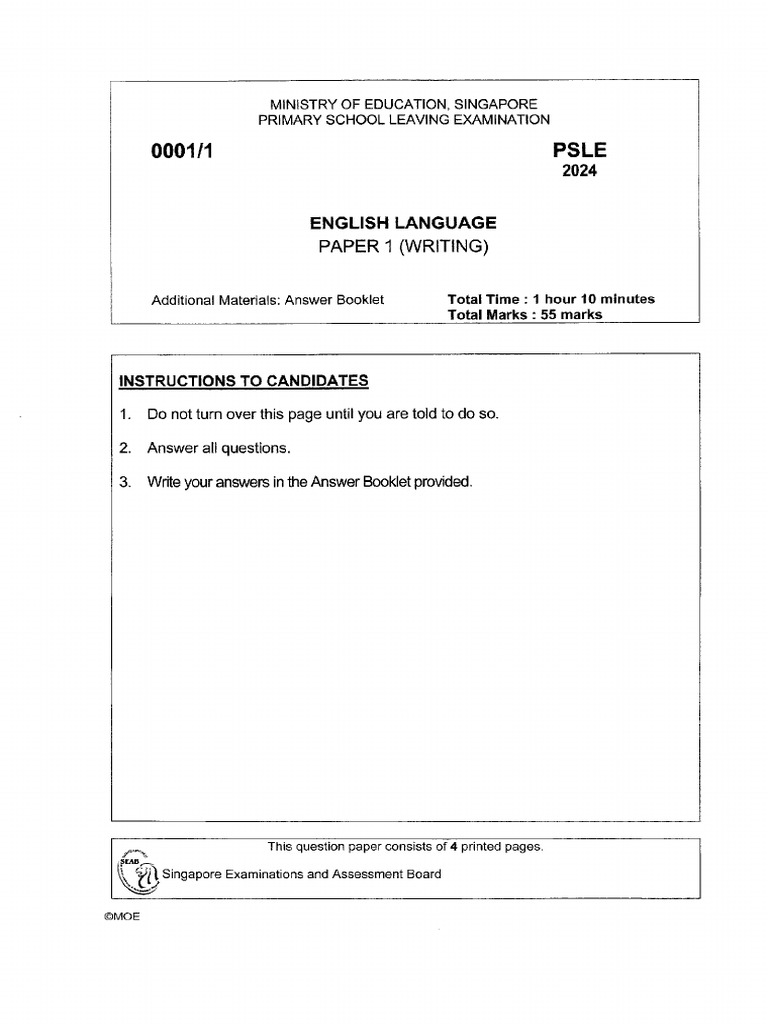 PSLE English 2024 Paper 1 | PDF