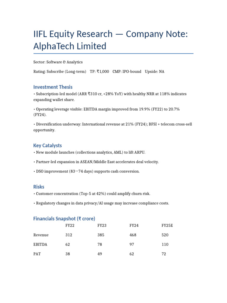IIFL Research Note AlphaTech Full | PDF