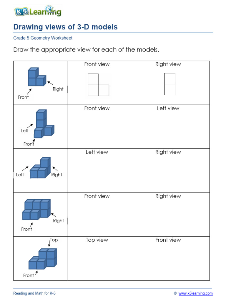3-D Model Views for Grade 5 Geometry | PDF