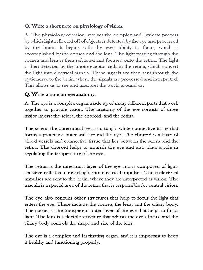 Physiology of Vision | PDF