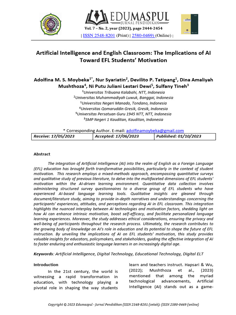 Artificial Intelligence and English Clas | PDF | Artificial ...