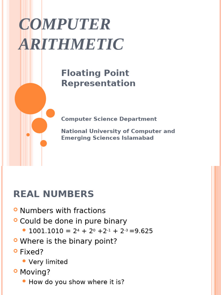 Computer Arithmetic: Floating Point Representation | PDF | Arithmetic | Theory Of Computation