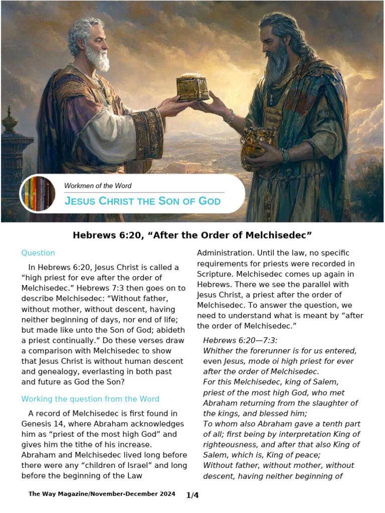 Jesus as High Priest: Melchisedec's Order | PDF | Jesus