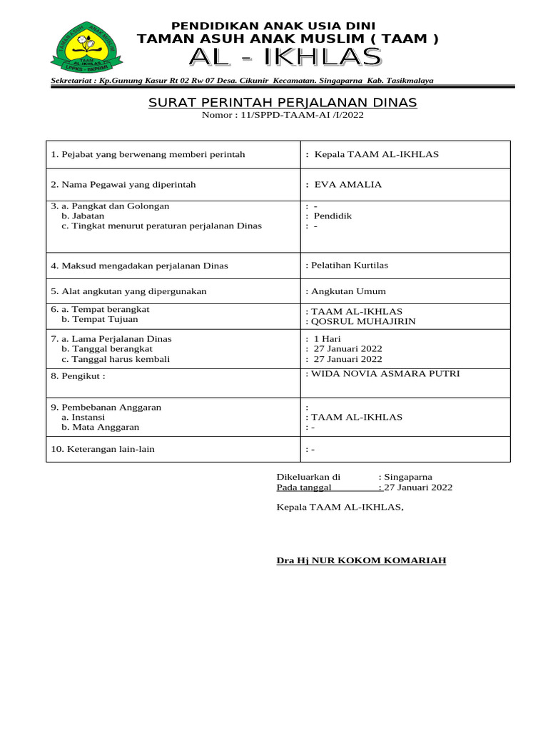 Contoh-SPPD - Kurtilas | PDF