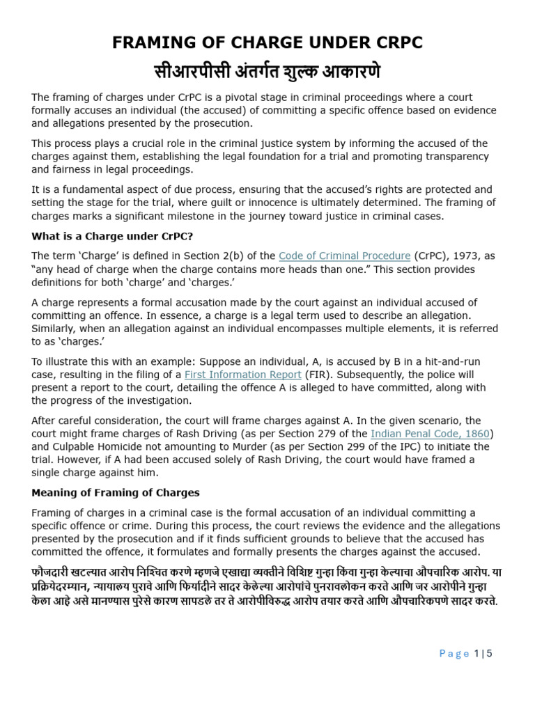 Framing Charges Under CrPC Explained | PDF | Criminal Procedure In ...
