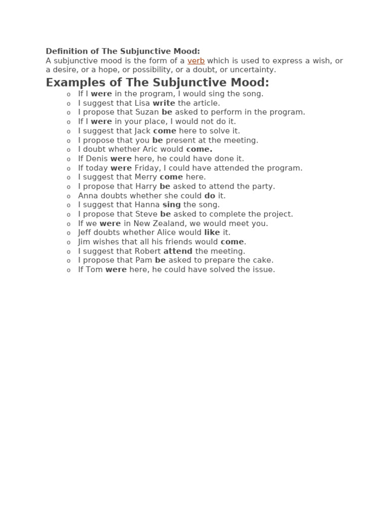 Understanding the Subjunctive Mood | PDF