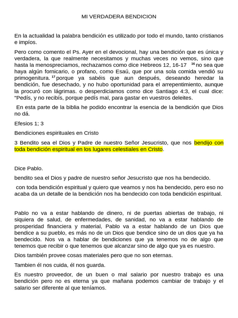 La Verdadera Bendición Espiritual | PDF | Jacob | Cristo (título)