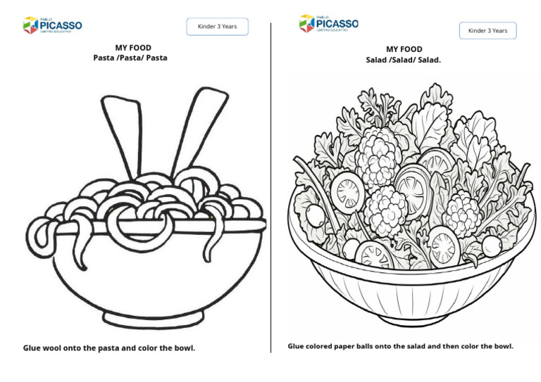 Worksheets My Food Pasta Salad 3 Years Picasso | PDF