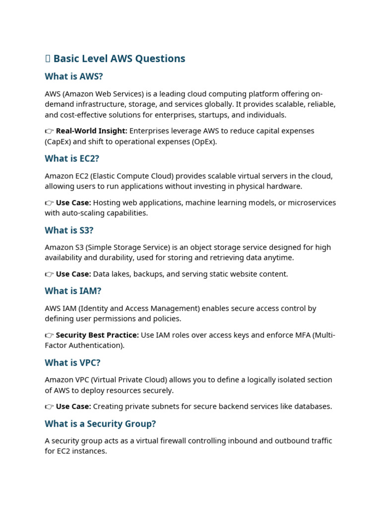AWS Interview Questions Answers | PDF | Cloud Computing | Amazon Web ...