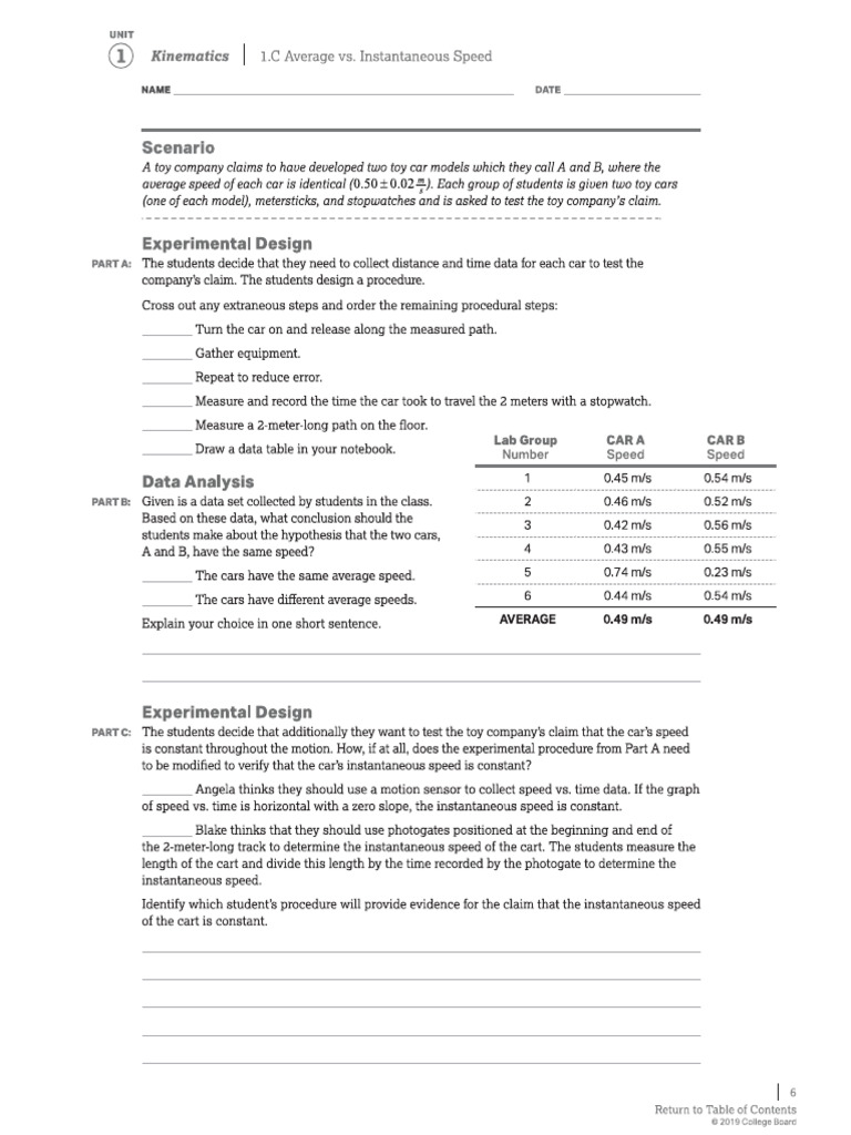 AP 1 Workbook p6 1.C Outliers Data | PDF