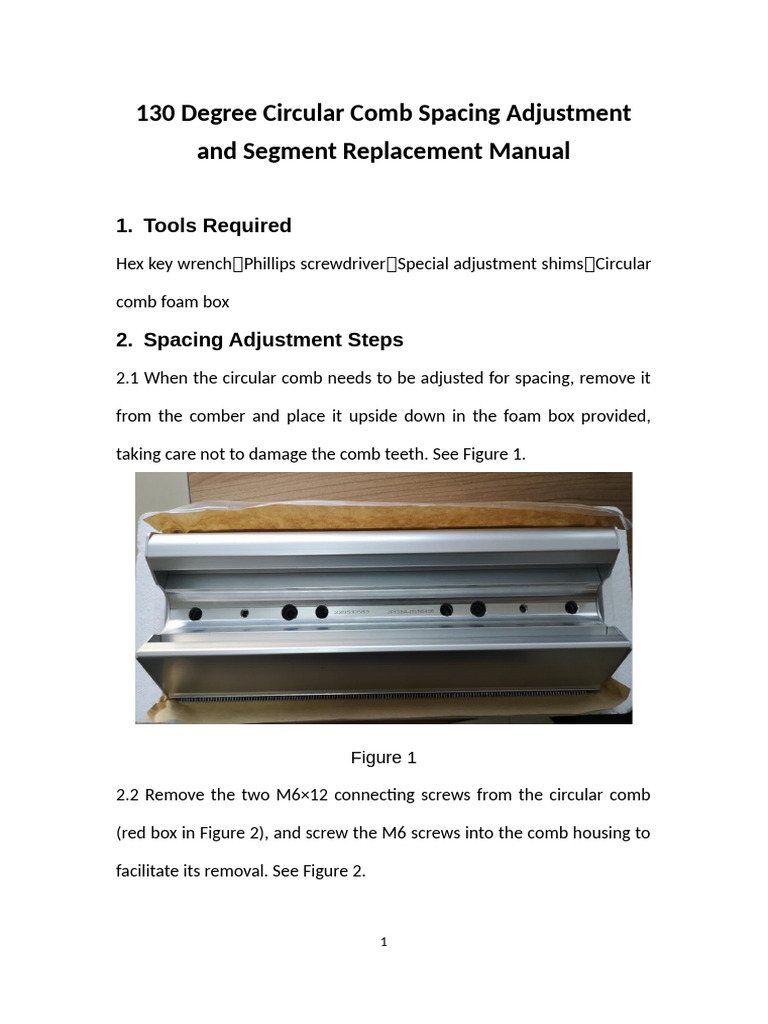 130 Degree Circular Comb Spacing Adjustment and Segment Replacement ...