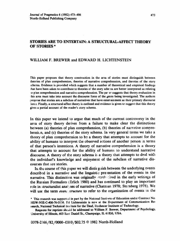 Structural-Affect Theory of Stories | PDF | Schema (Psychology) | Narrative