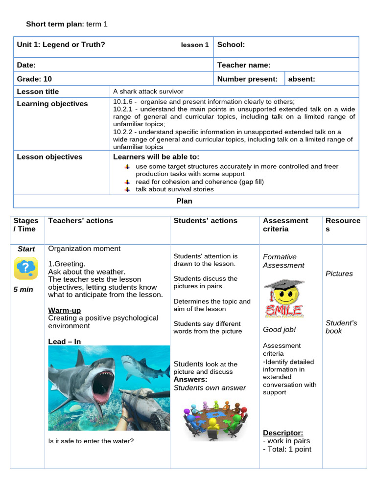Lesson Plans on Survival Stories | PDF | Adjective | Linguistics