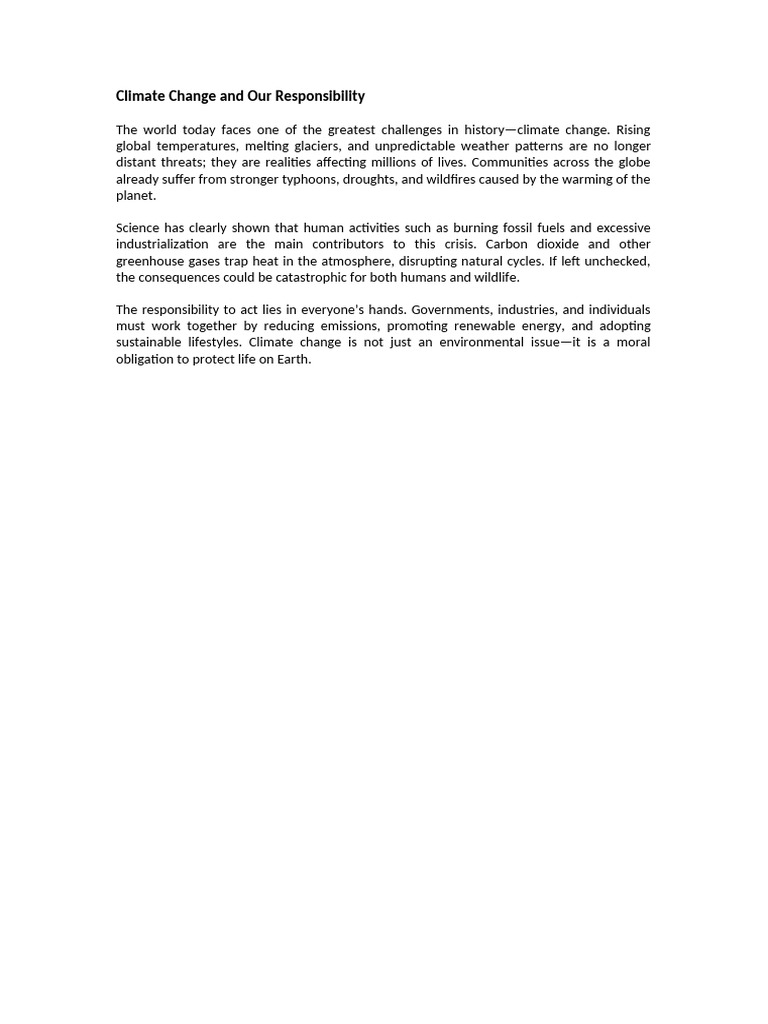 Climate Change and Our Responsibility | PDF