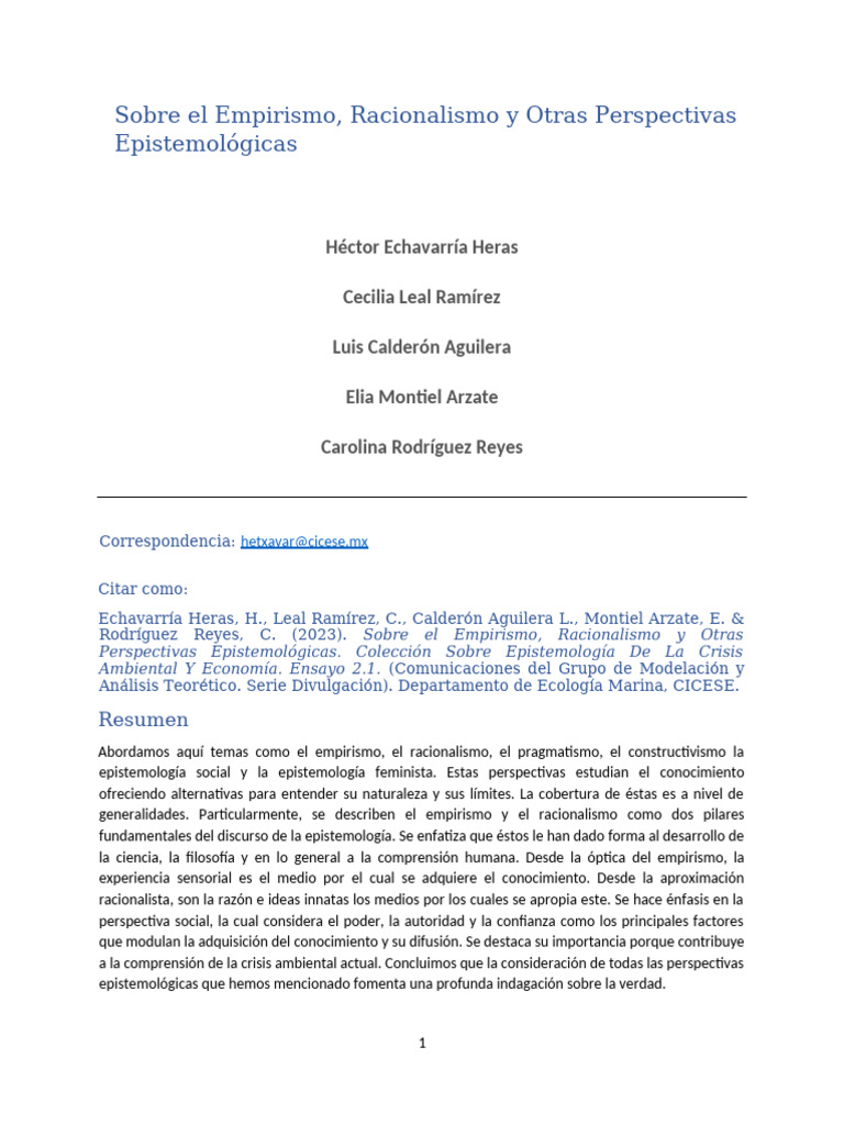 LECTURAS (1) | PDF | Racionalismo | Conocimiento