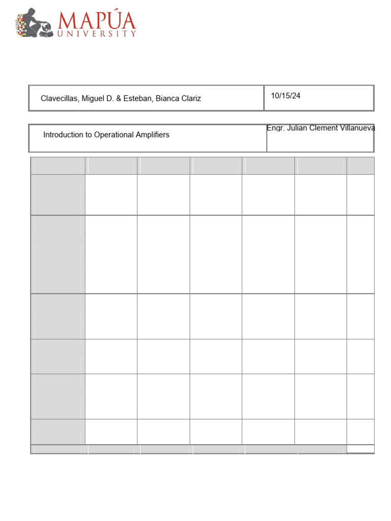 Laboratory Report Rubric for Op-Amps | PDF | Operational Amplifier ...