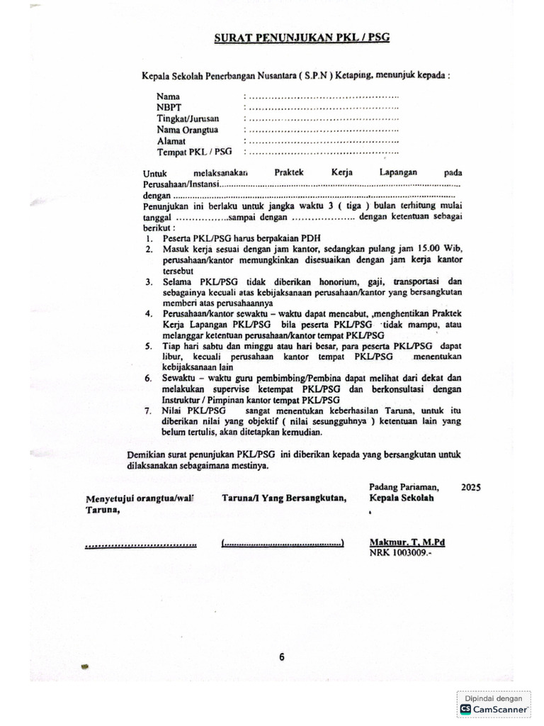 contoh surat pkl | PDF
