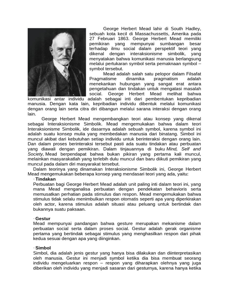 George Herbert Mead Dan Ralph Gustav Dahrendof | PDF