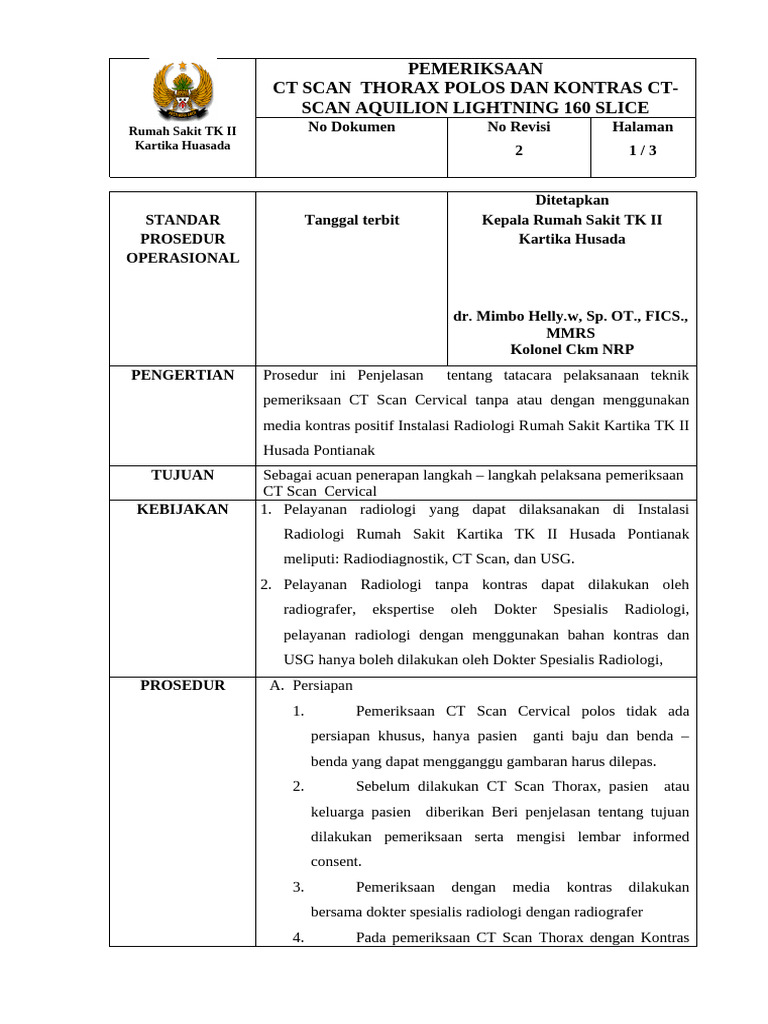 Pemeriksaan CT Scan Cervical | PDF