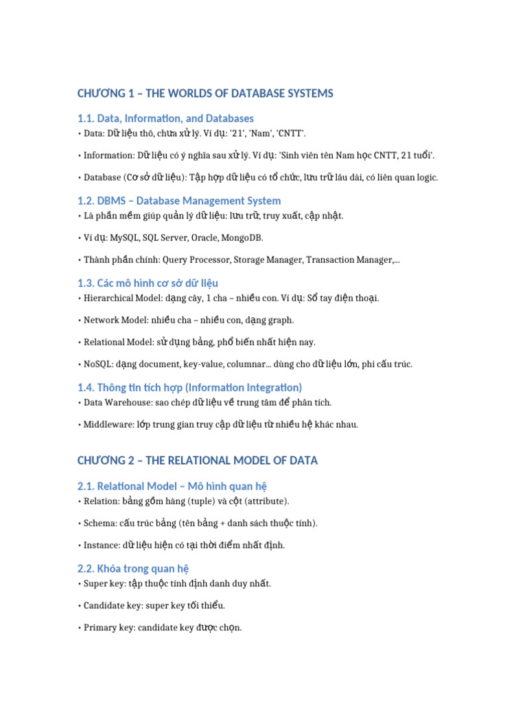 DBI202 Detailed Summary Full | PDF