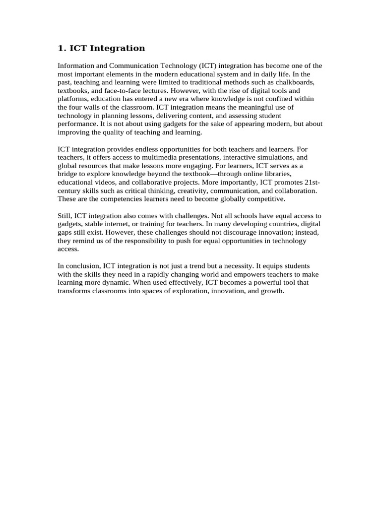 Importance of ICT Integration in Education | PDF