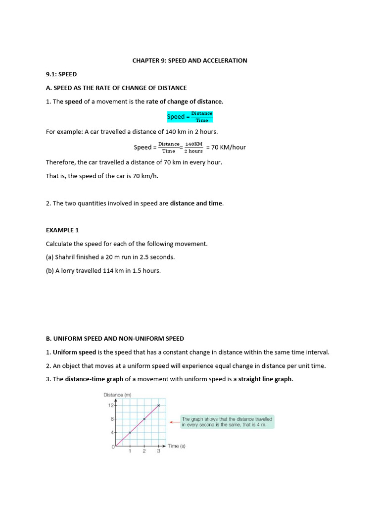 Speed and Acceleration Explained | PDF | Speed | Acceleration