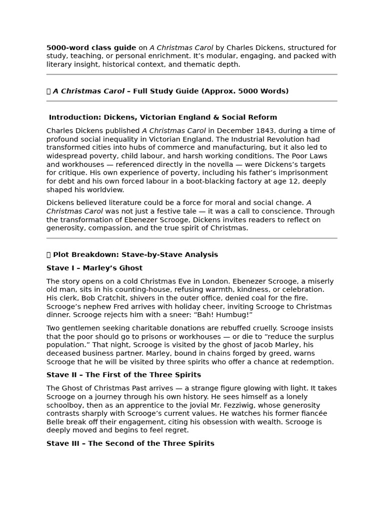A Christmas Carol: Comprehensive Study Guide | PDF | Ebenezer Scrooge ...