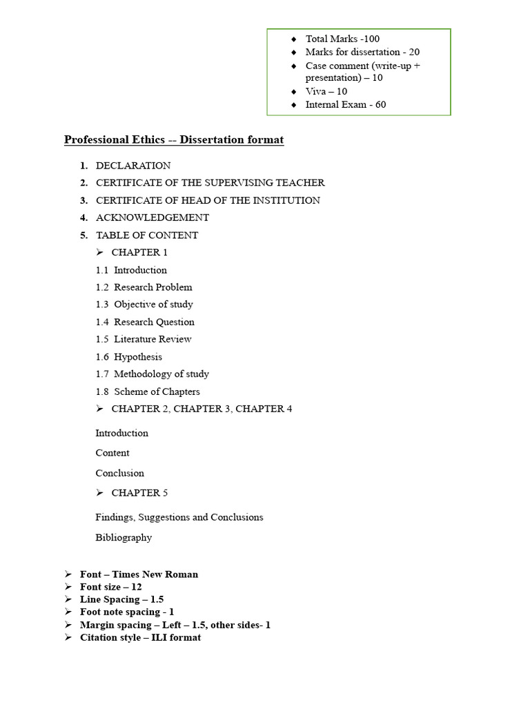 Dissertation and Case Comment Format | PDF