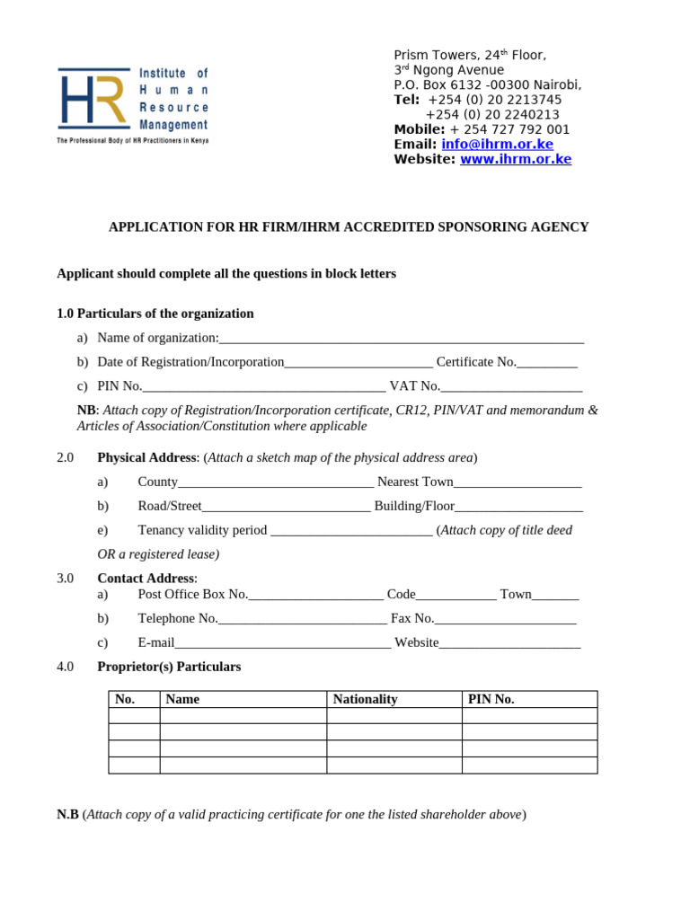 HR Firm Accreditation Application Form | PDF