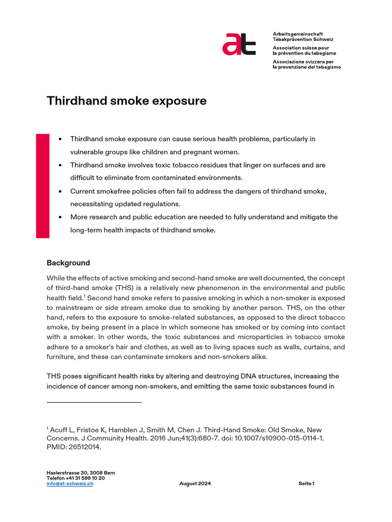 Thirdhand Smoke: Health Risks and Policies | PDF | Habits | Tobacco