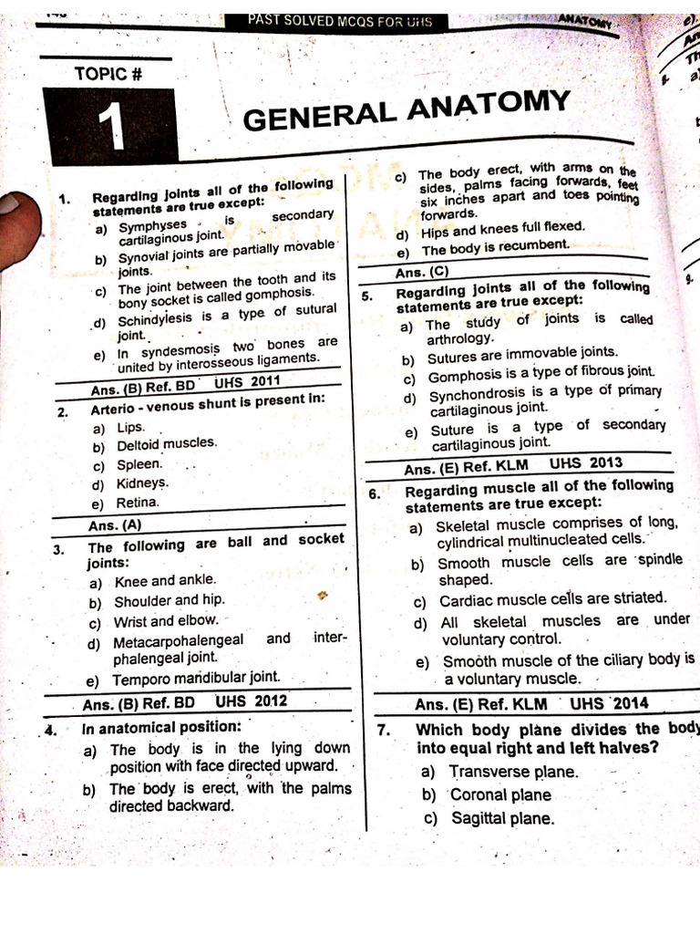General Anatomy PAST PAPER | PDF