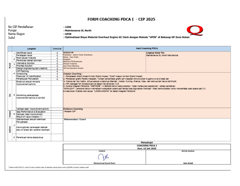 Form PDCA 1 (CIP UPIN) | PDF