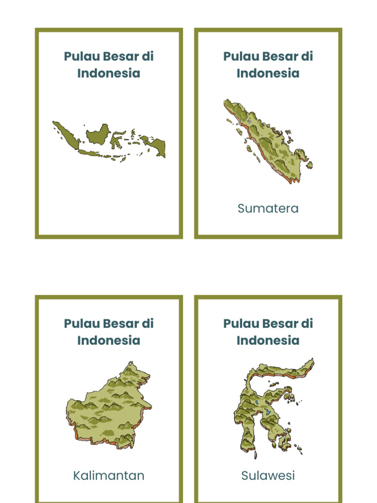 Pulau Besar Di Indonesia Kartu Pengingat Hijau Illustrasi_20250910 ...