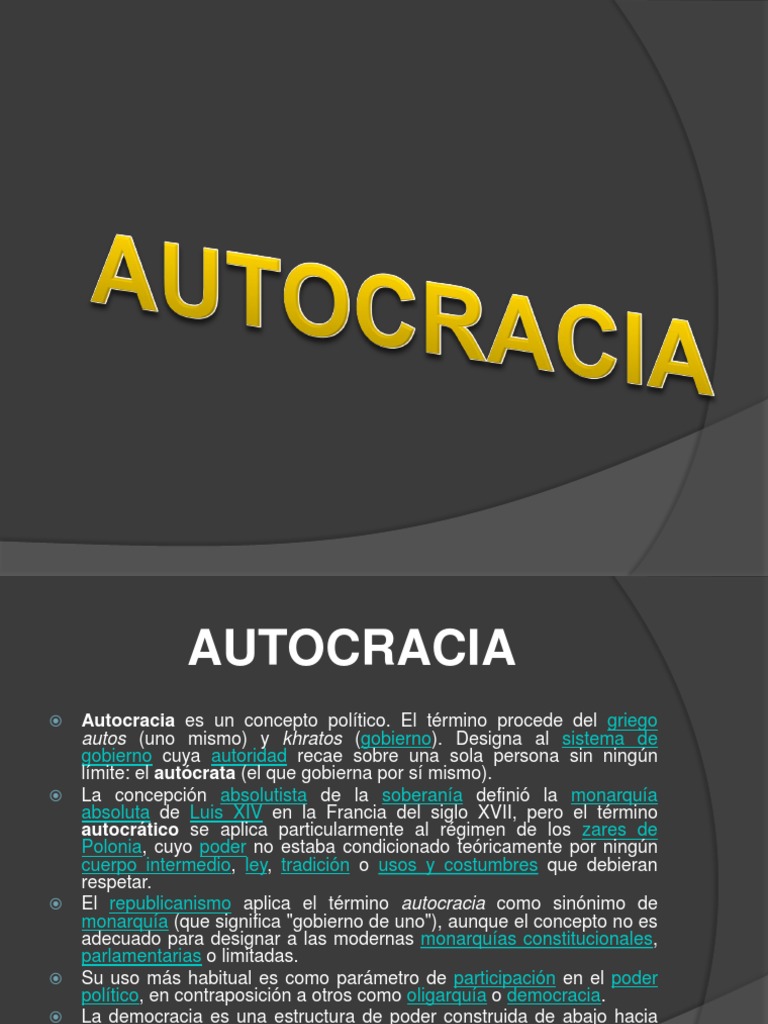 Presentación autocracia | PDF | Gobierno | Teorías sociológicas