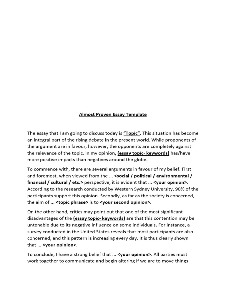 Essay Template for Argumentative Writing | PDF | Public Transport ...