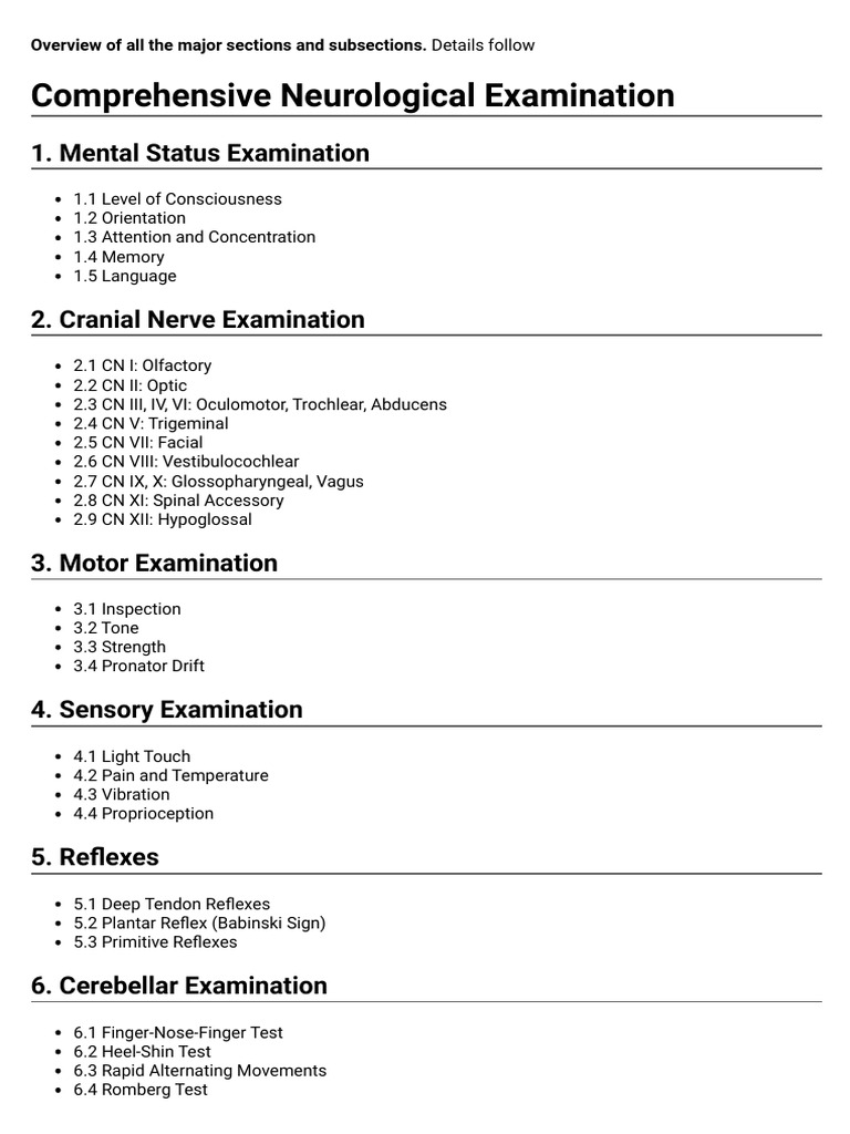 Comprehensive Neurological Examination | PDF | Nervous System ...
