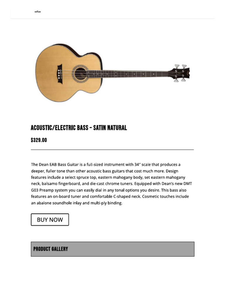 Acoustic - Electric Bass - Satin Natural - Dean Guitars | PDF