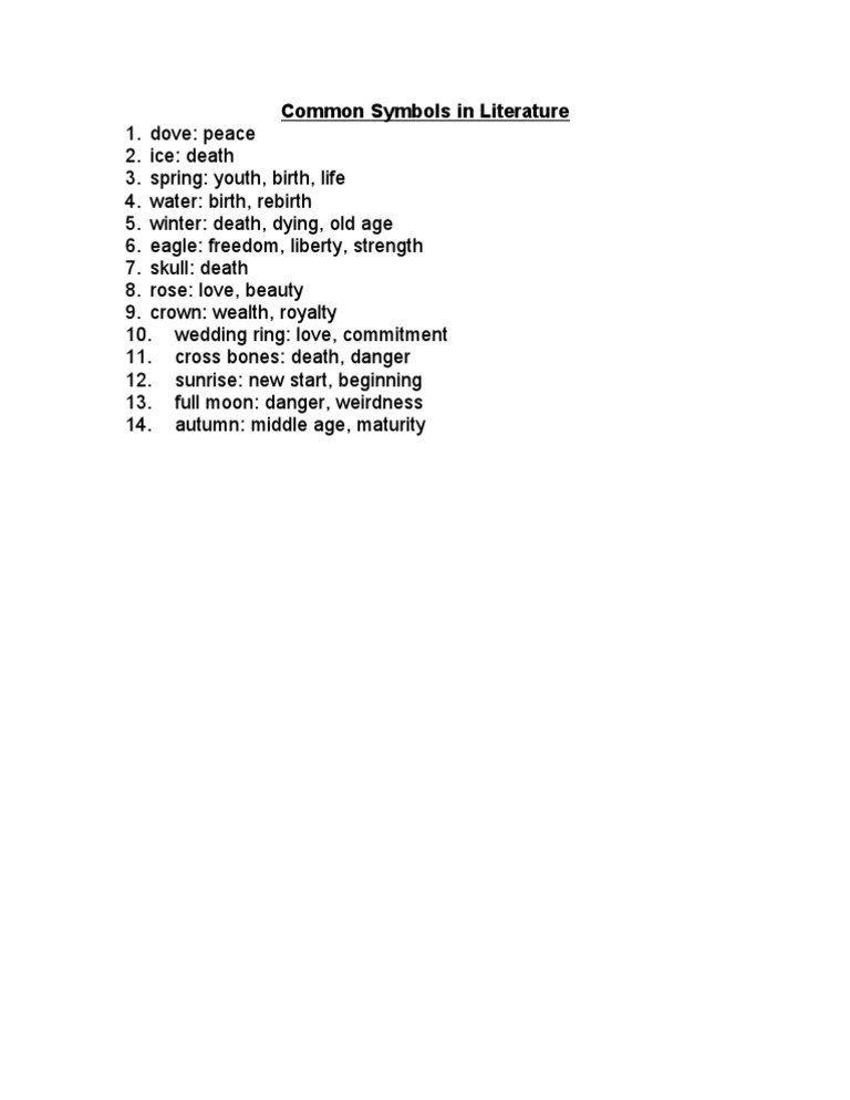 Common Symbols in Literature | PDF