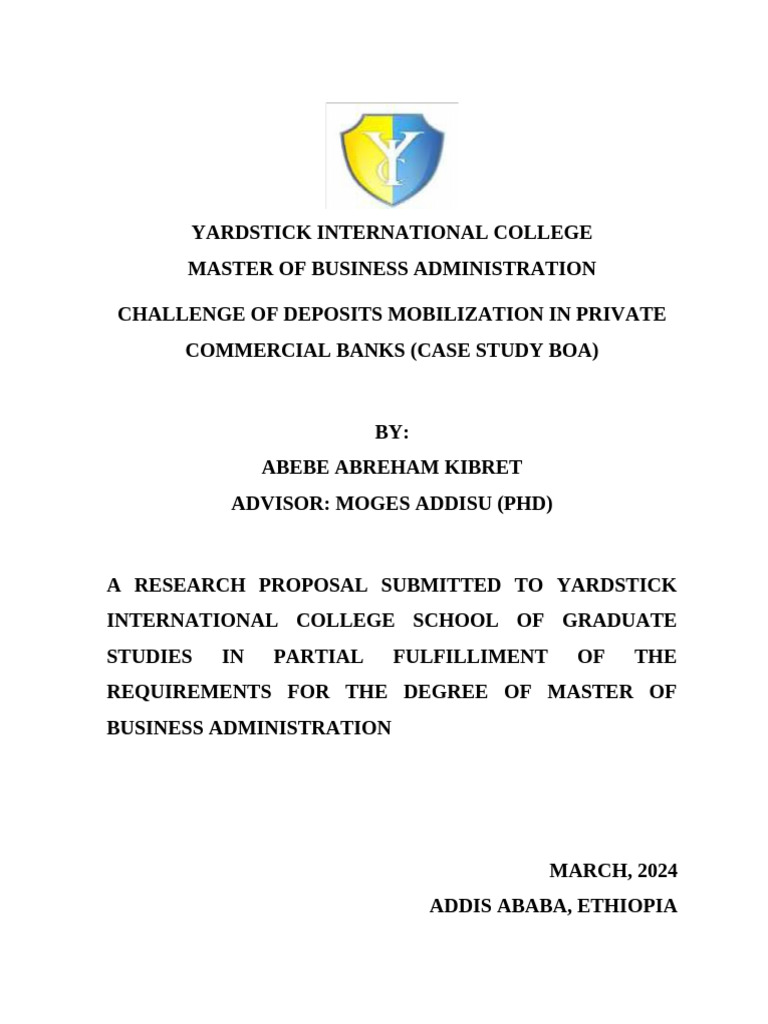 Abebe Proposal Final | PDF | Banks | Market Liquidity