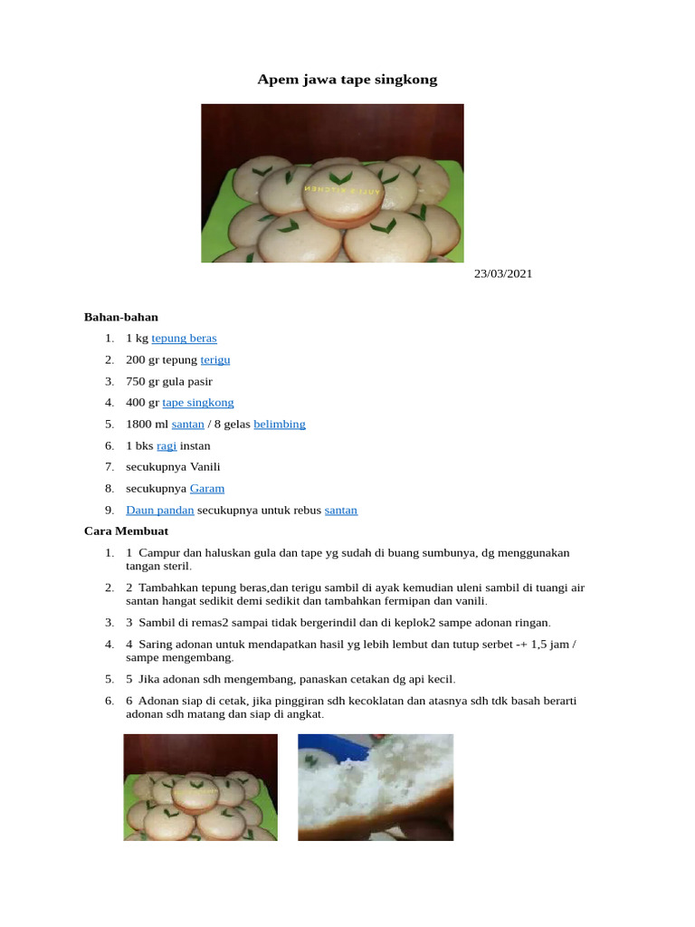 Apem Jawa Tape Singkong | PDF