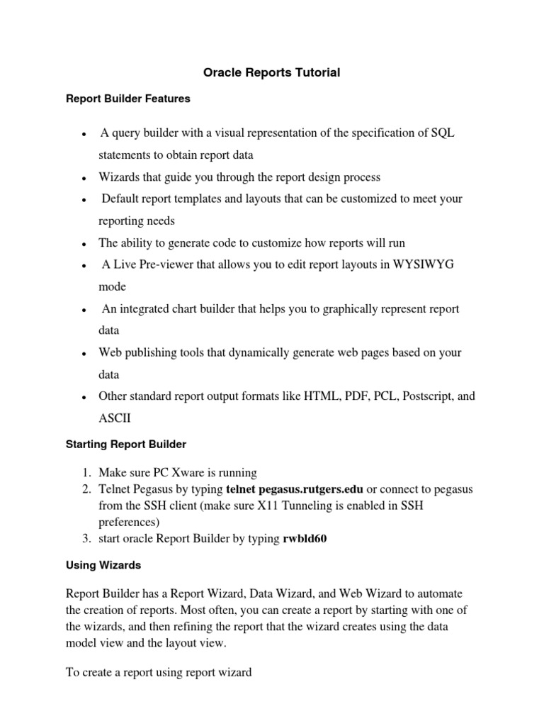 Oracle Reports Tutorial | PDF | Parameter (Computer Programming) | Page Layout