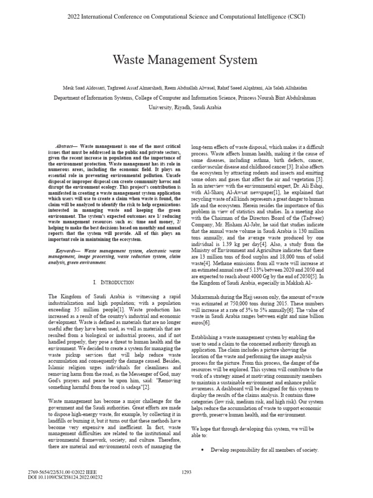 Waste Management System | PDF