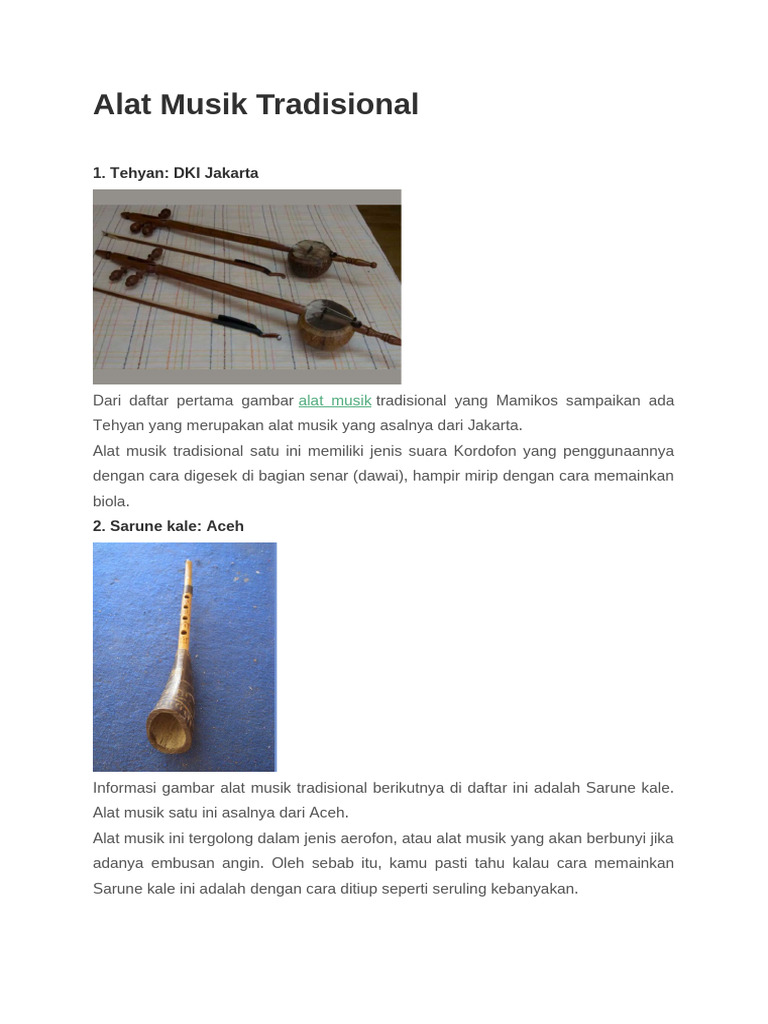 Sarune Kale: Alat Musik Tradisional Aceh | PDF
