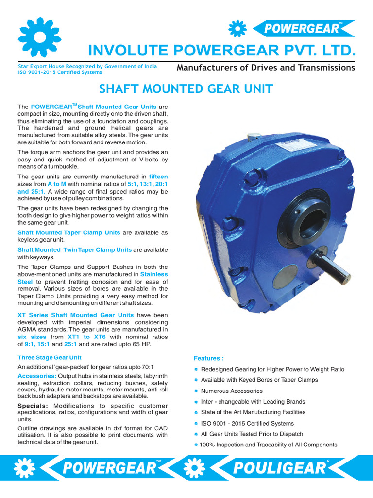 Three Stage Shaft Mounted Gear Units | PDF | Gear | Pump