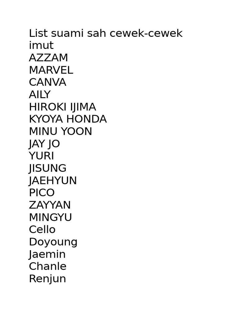 List Suami Sah Cewek | PDF