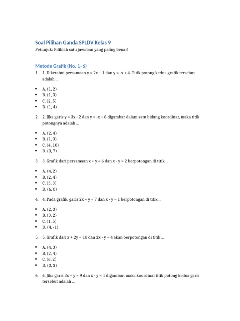Soal SPLDV Kelas 9 | PDF